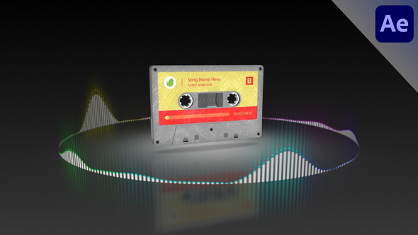 3D Cassette Tape Audio Visualizer for After Effects, After Effects Project Files
